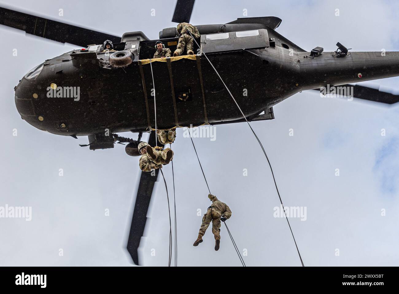 U.S. Army Soldiers from 25th Infantry Division, repel from a UH-60 ...