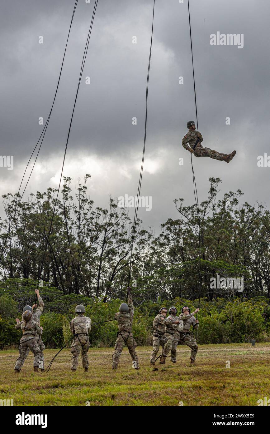 U.S. Army Soldiers from 25th Infantry Division, repel from a UH-60 ...