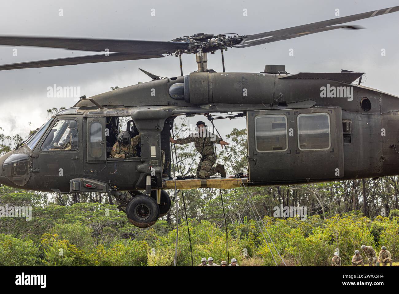 U.S. Army Soldiers from 25th Infantry Division, repel from a UH-60 ...