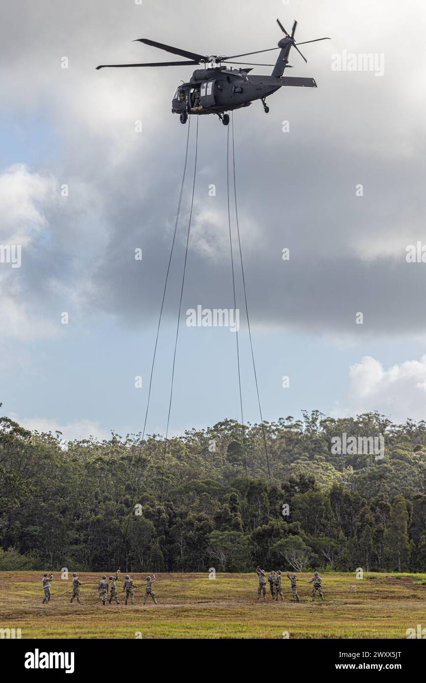 U.S. Army Soldiers from 25th Infantry Division, repel from a UH-60 ...