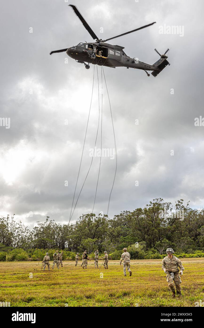 U.S. Army Soldiers from 25th Infantry Division, repel from a UH-60 ...