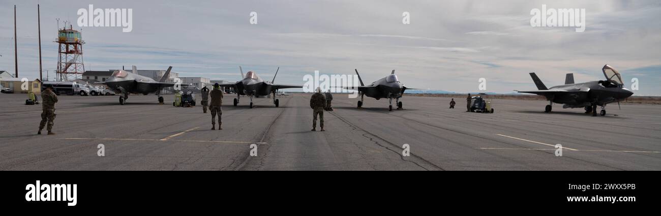 F-35A Lightning IIs wait on the ramp to be refueled at historic ...