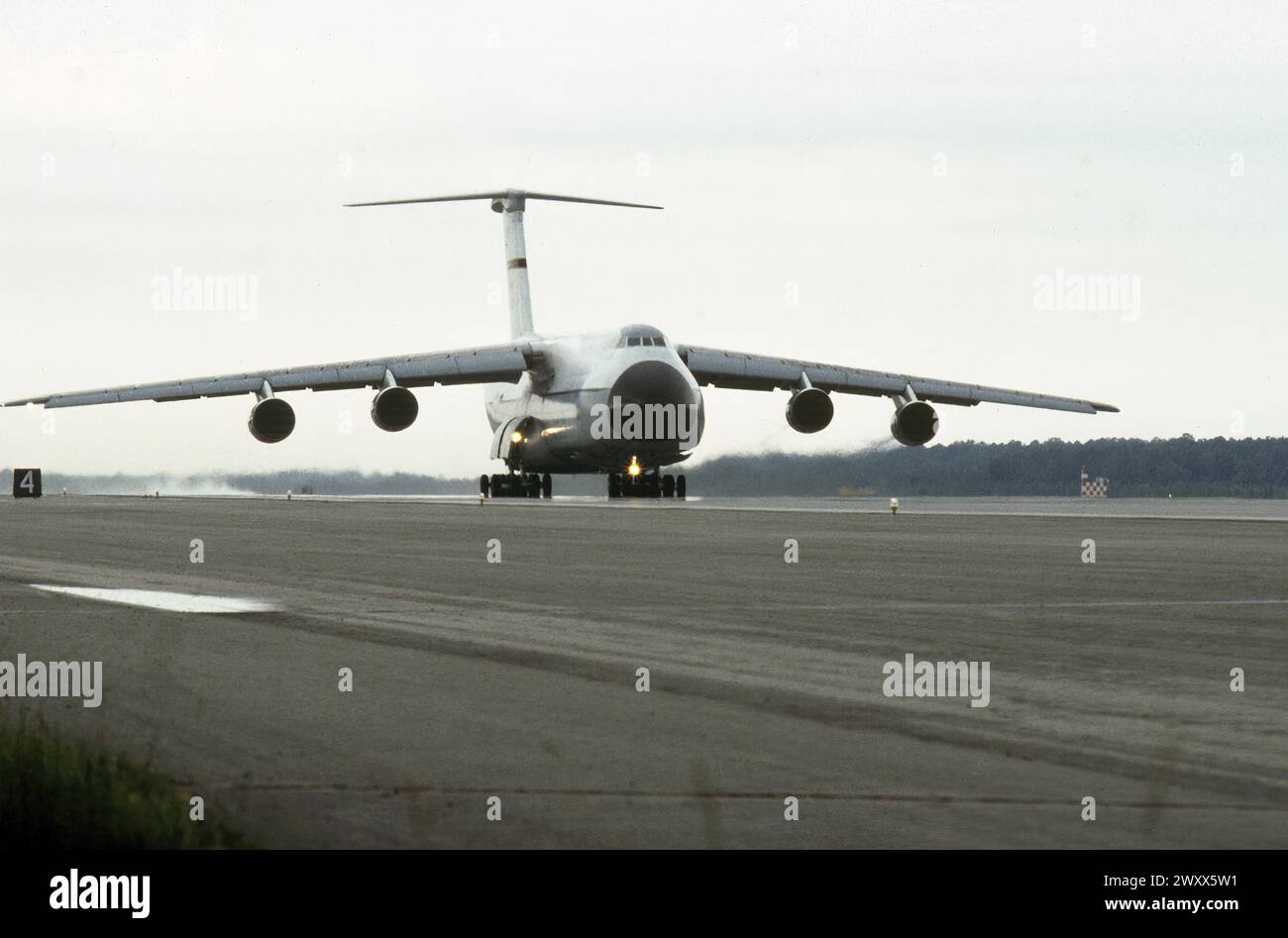 A C-5 Galaxy aircraft prepares to take off during an air show Stock ...