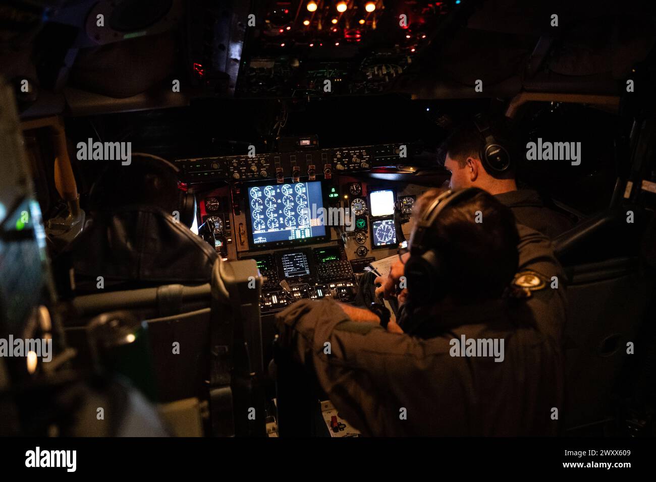 U.S. Air Force KC-135 Stratotanker pilots assigned to the 351st Air ...