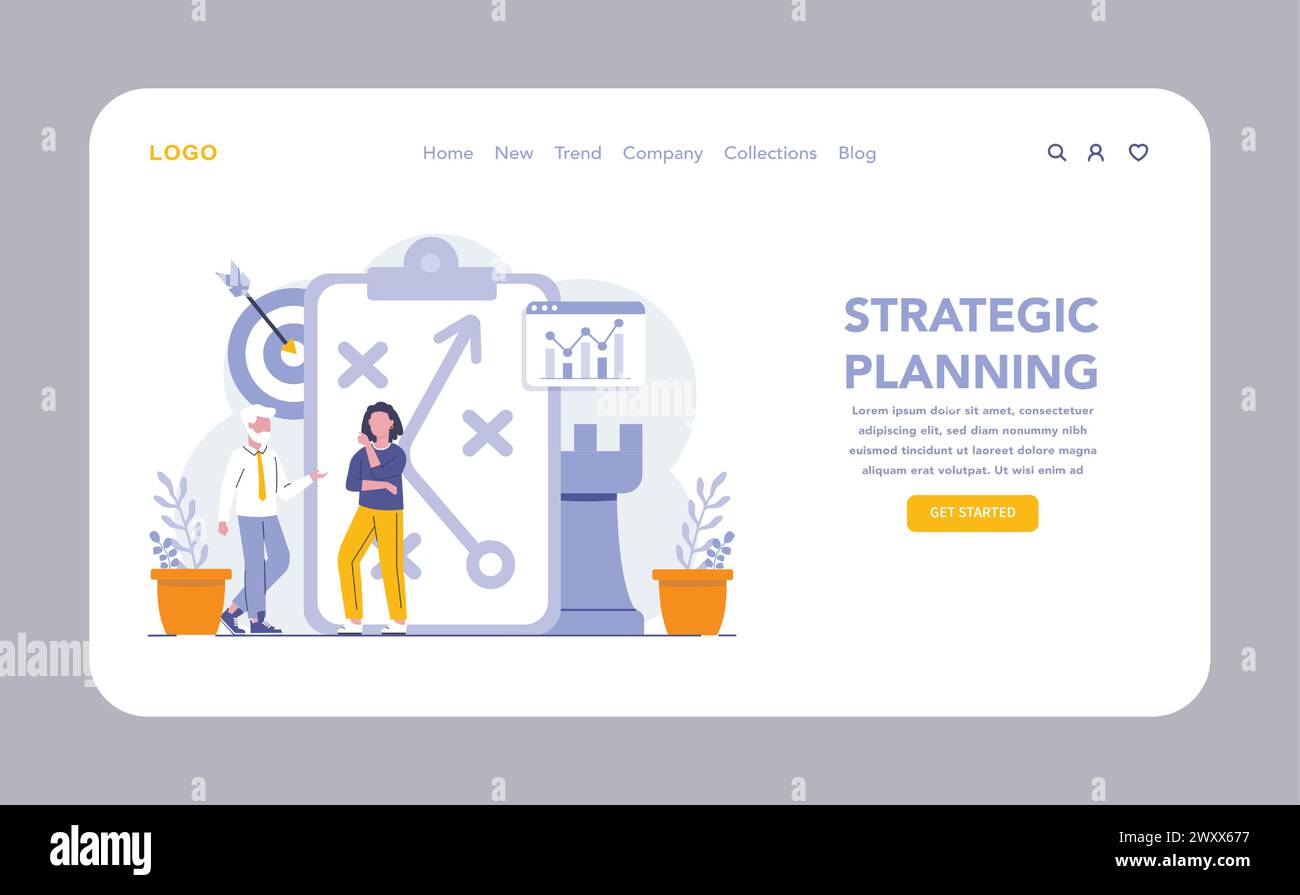 Strategic Planning web or landing page. Professionals engaged in goal ...