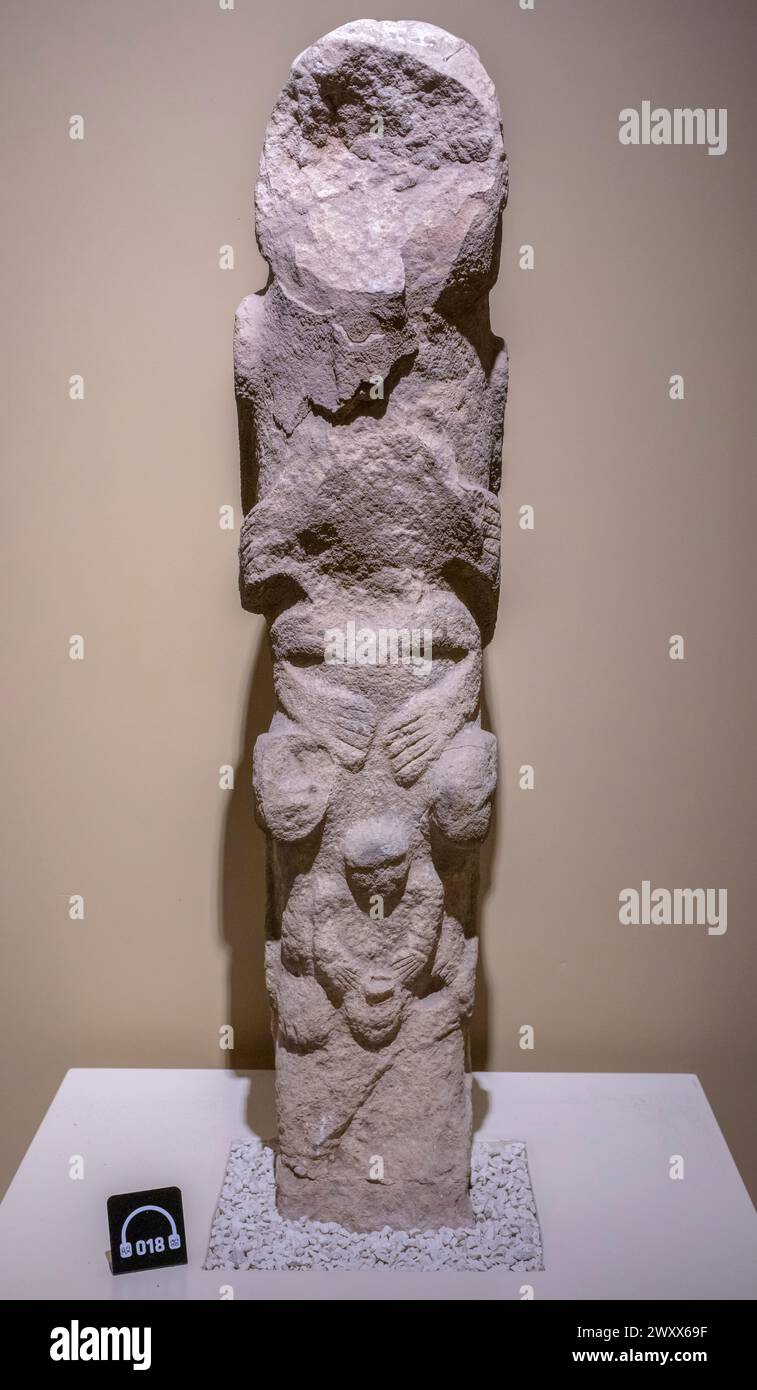 Neolithic sculpture, totem, Sanlıurfa Museum, Urfa, Sanliurfa Province ...