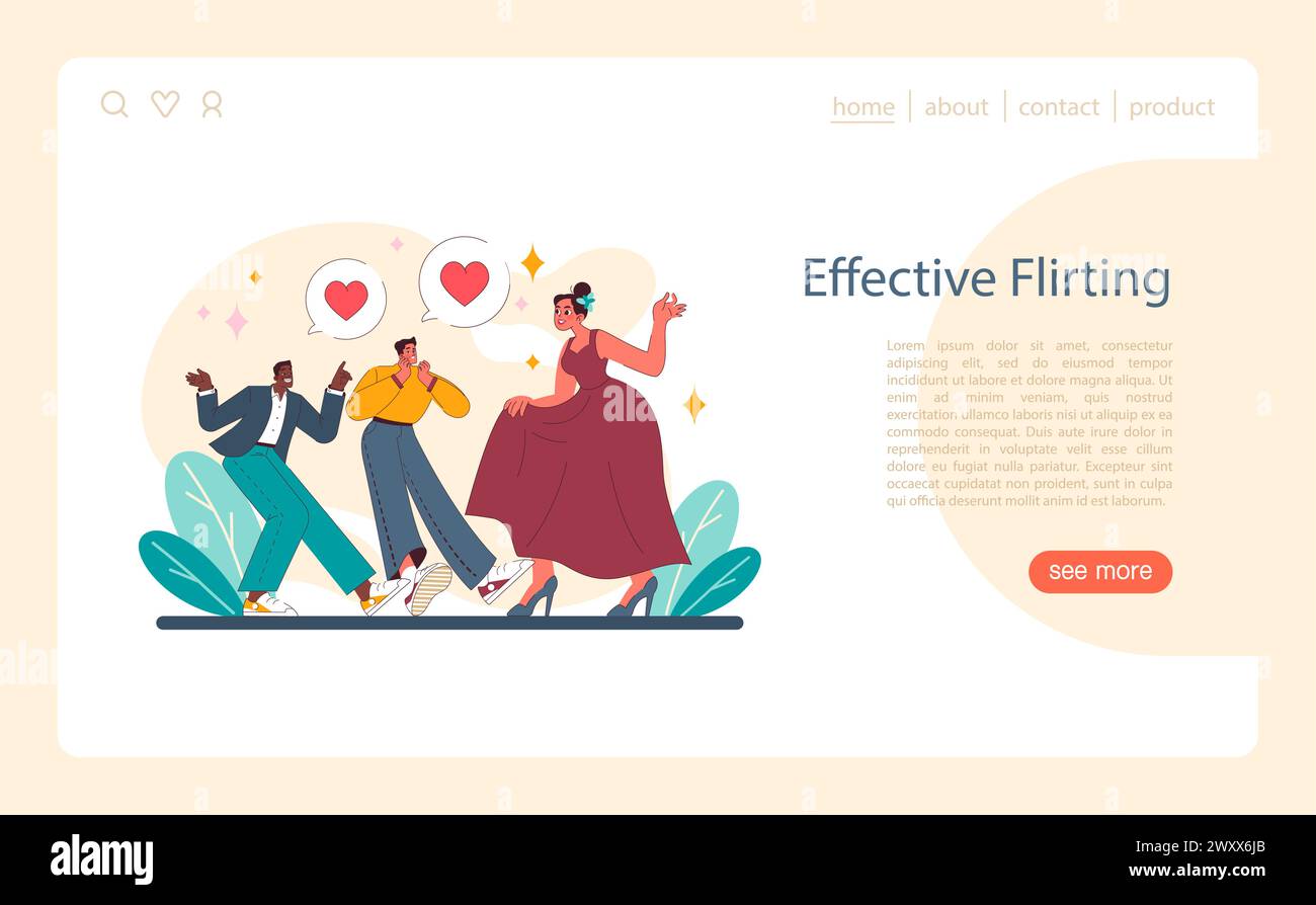 Effective flirting concept. A charming vector narrative of courtship ...