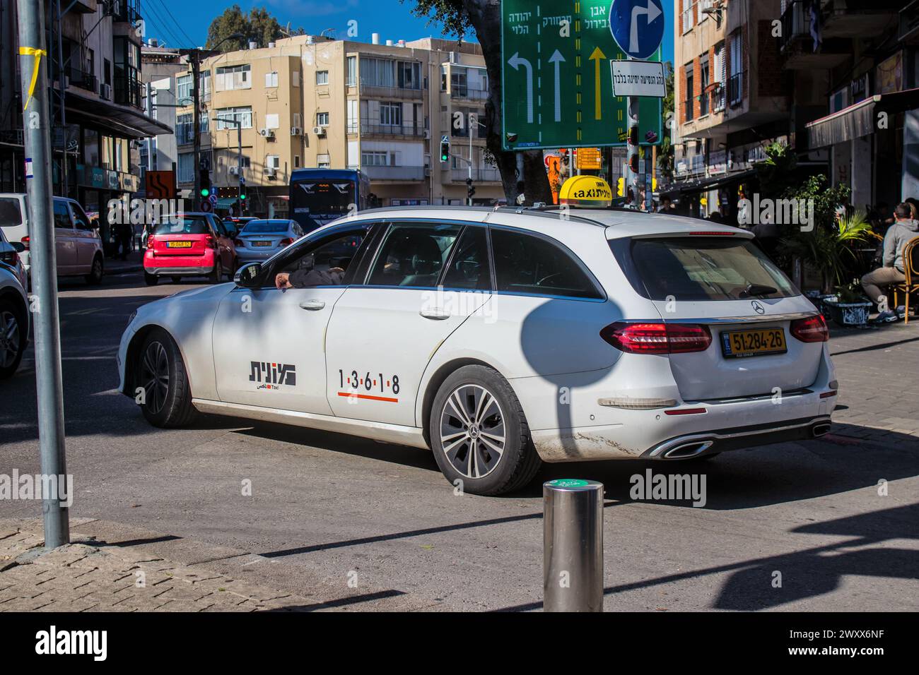 Tel Aviv, Israel – January 16, 2024 Israeli taxi driving in the streets ...