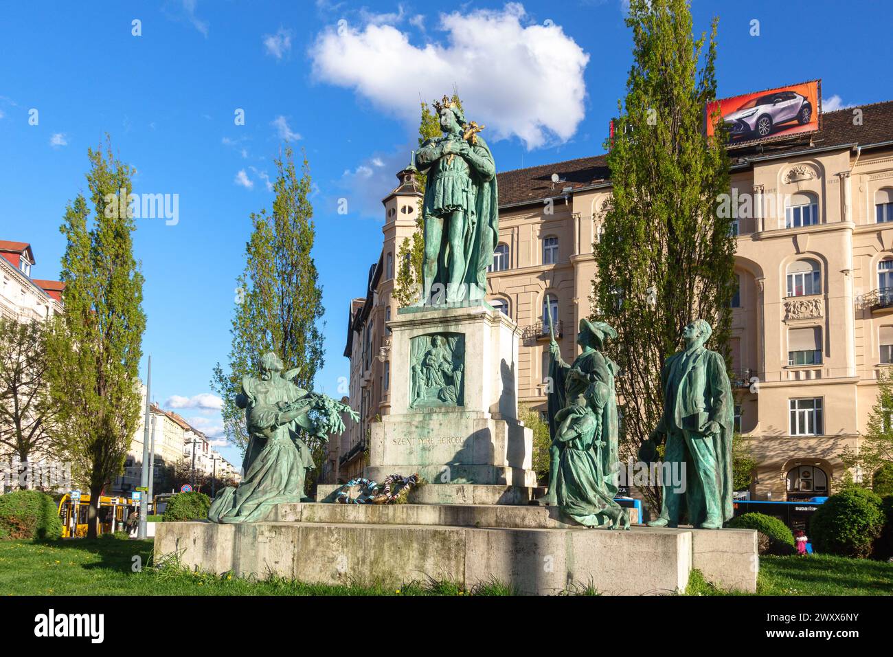 The statue of Saint Emeric at Moricz Zsigmond korter in Budapest Stock ...