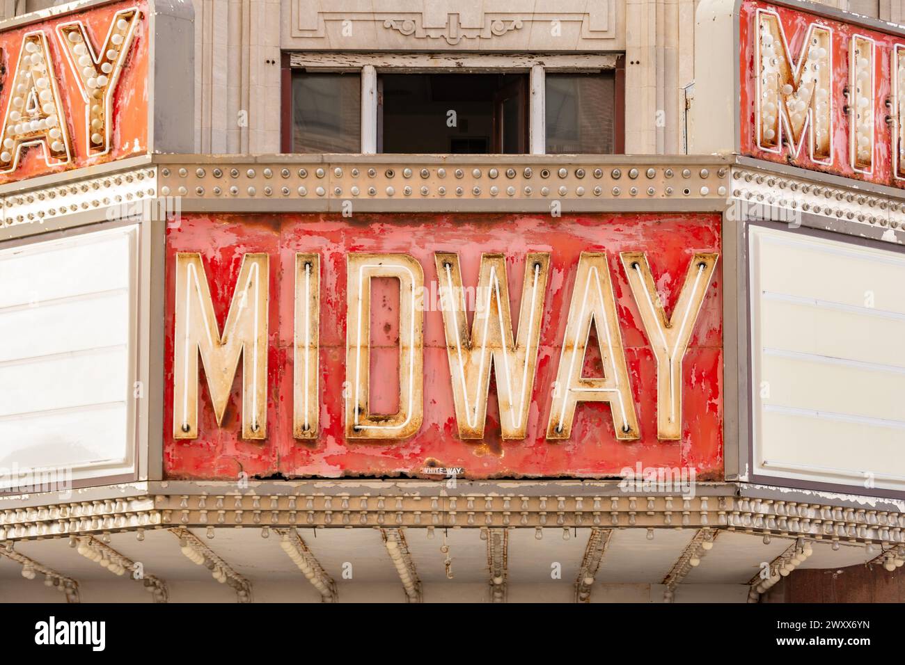 Rockford, Illinois, USA - March 28th 2024 - Vintage 'Midway' theatre ...