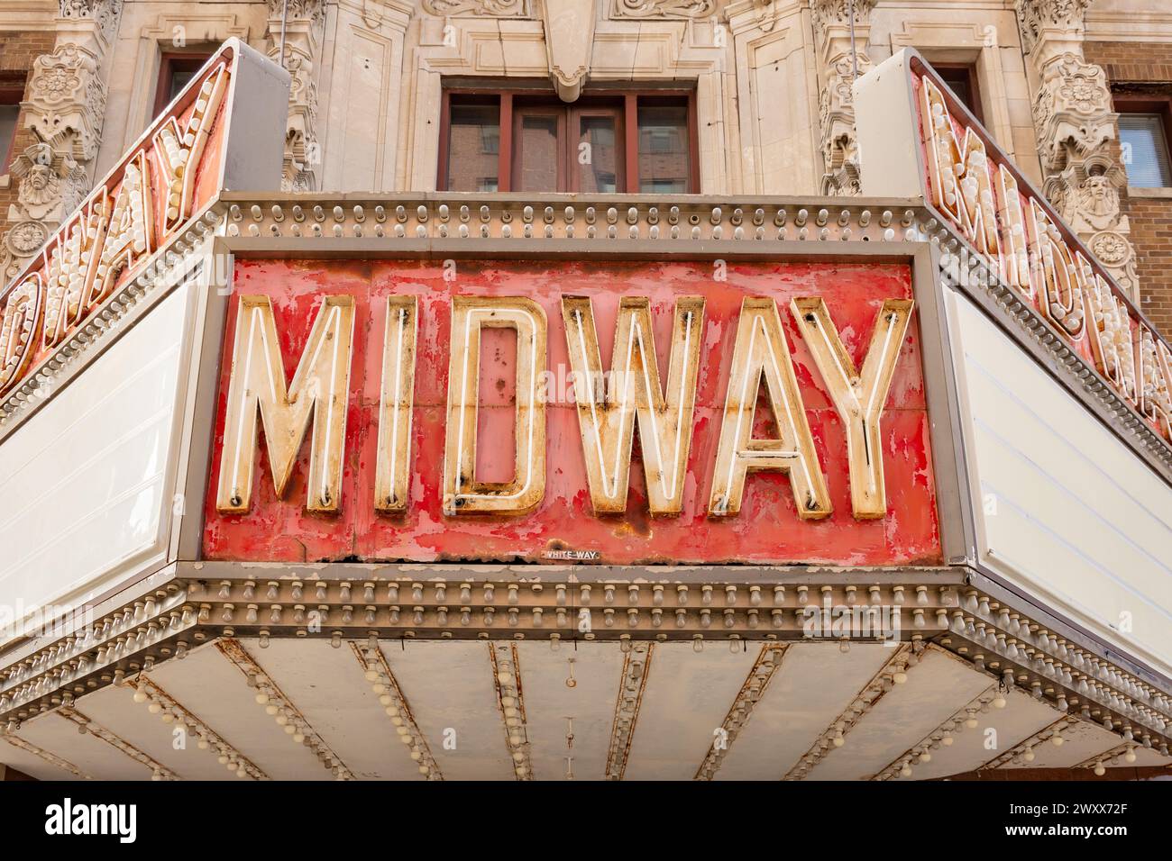 Rockford, Illinois, USA - March 28th 2024 - Vintage 'Midway' theatre ...
