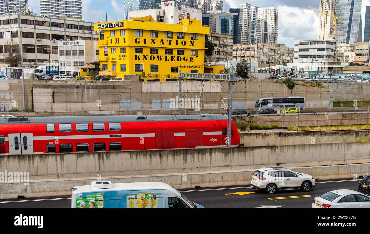 Tel Aviv, Israel - January 15, 2024 Train connecting Tel Aviv to ...