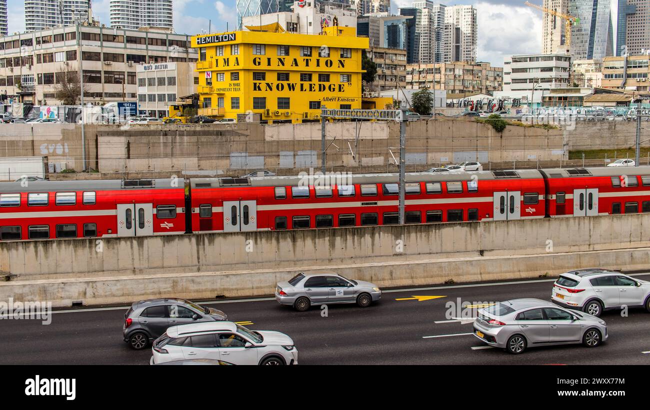Tel Aviv, Israel - January 15, 2024 Train connecting Tel Aviv to ...