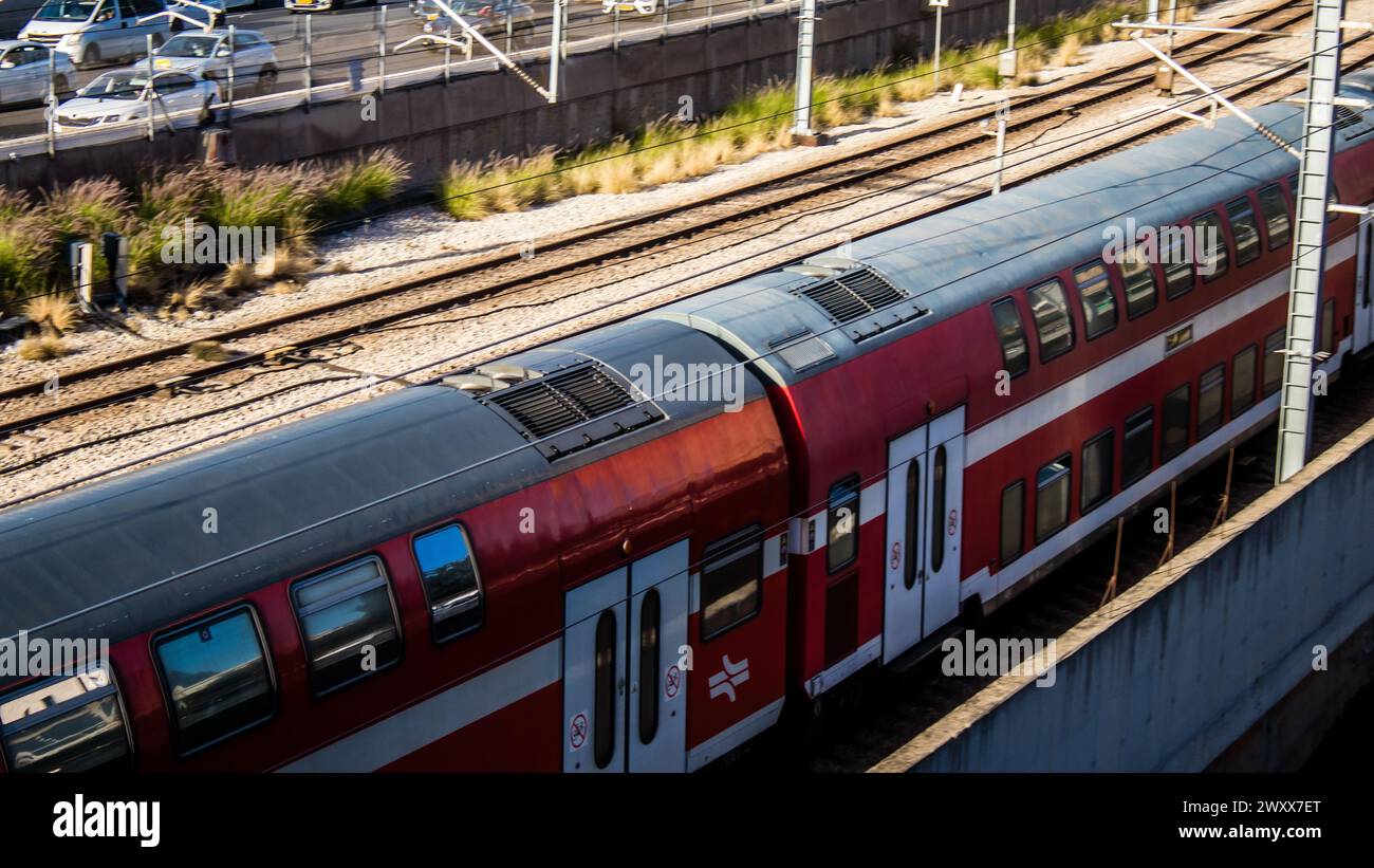 Tel Aviv, Israel - January 15, 2024 Train connecting Tel Aviv to ...
