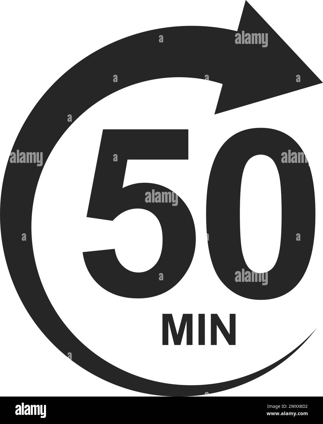 Fifty minutes icon with circle arrow. 50 min countdown sign. Stopwatch ...