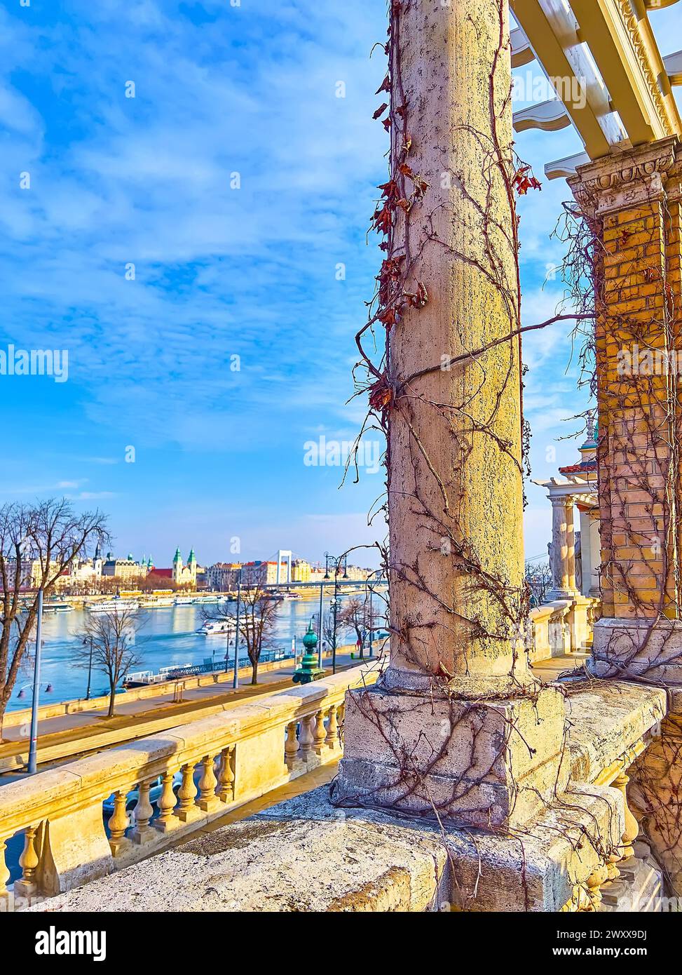 The brick and stone columns of Castle Garden Bazaar against the ...