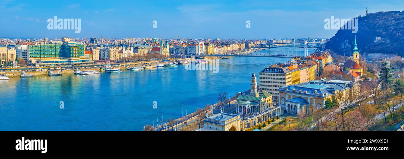 Panorama of Budapest with Gellert Hill, Taban area, Danube, Elisabeth ...
