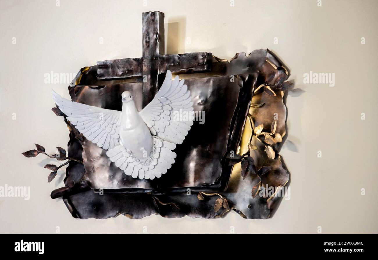 Museum of the Reformation. Protestant cross with Holy Spirit. Hugenot ...