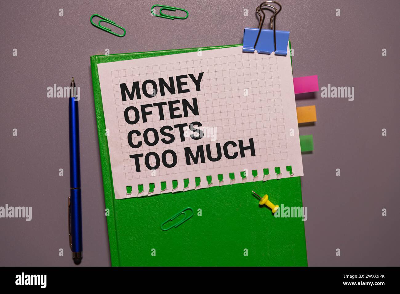 Chalkboard lettering Money often costs too much Stock Photo - Alamy