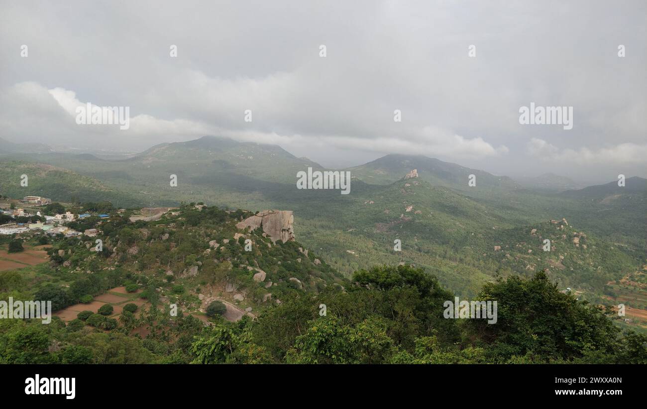 A Scenic shot of Devarayanadurga hill and fort near Tumkur, Karnataka ...