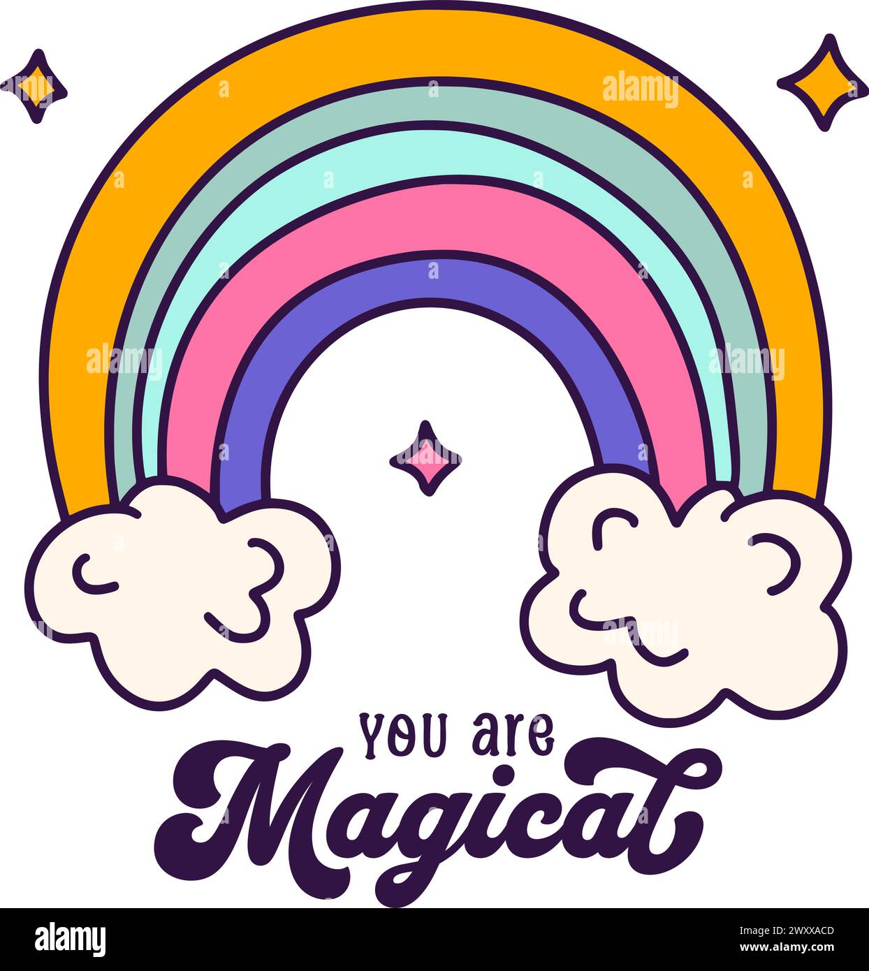 Magical Rainbow and Moon and Poster Isolated On A White. Kids Vector ...