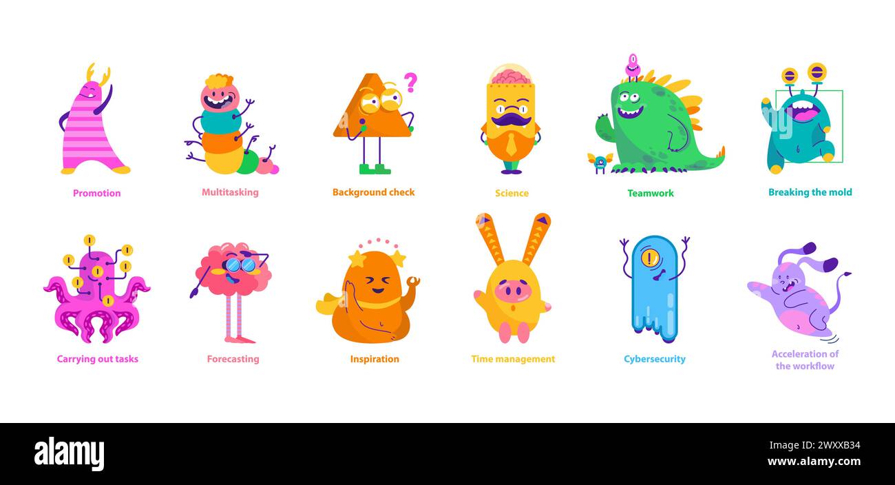 Monster Helpers set. Each character embodies a unique work-related ...