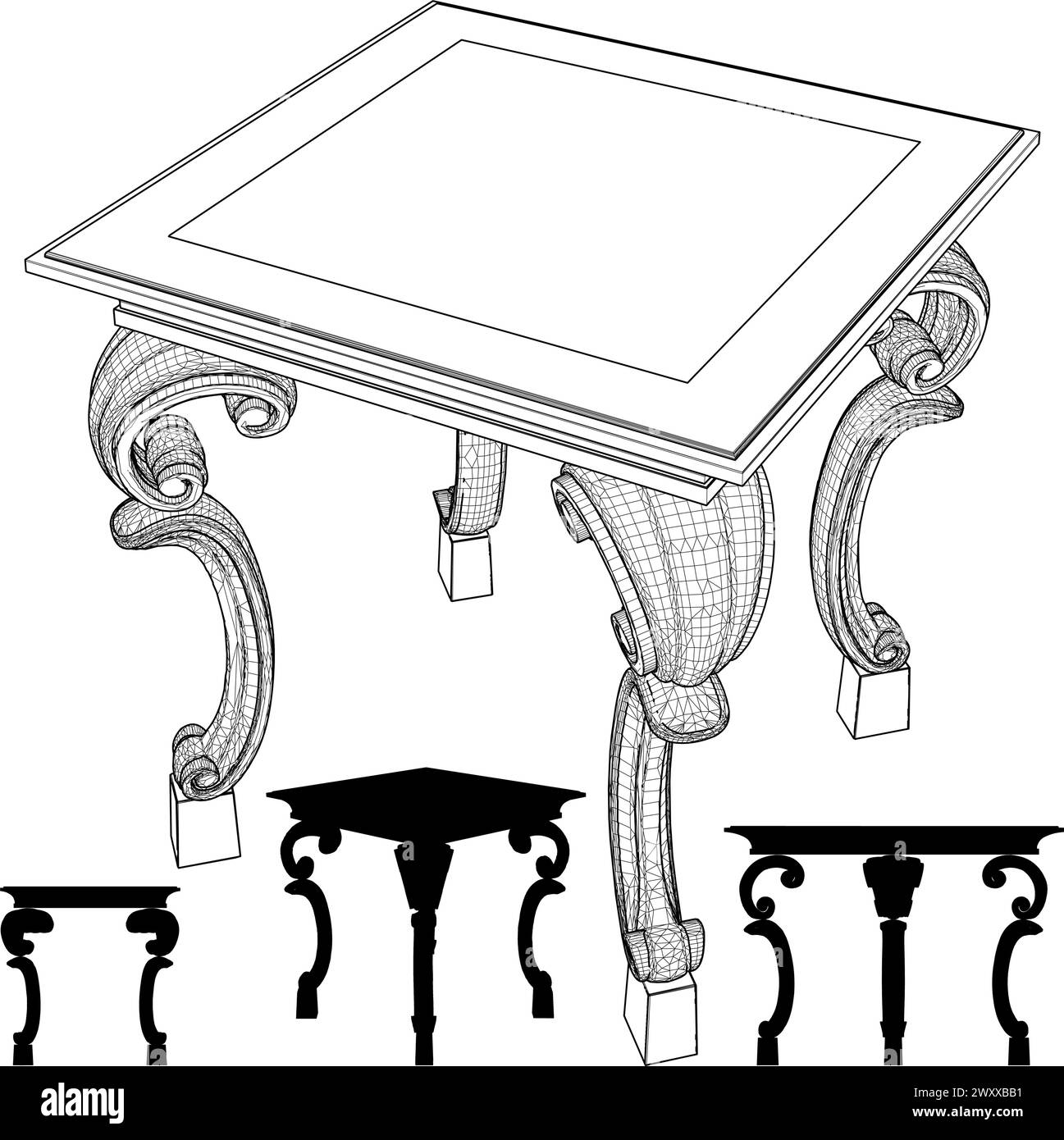 Antique Table Vector. Illustration Isolated On White Background Stock ...