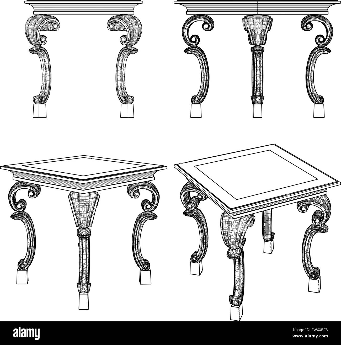 Antique Table Vector. Illustration Isolated On White Background Stock ...