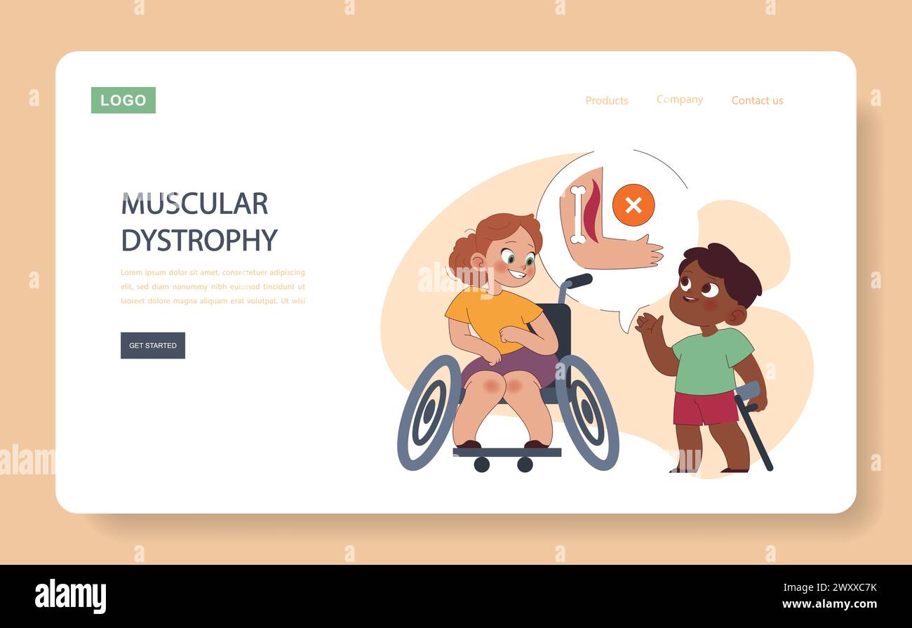 Muscular Dystrophy concept. A smiling girl in a wheelchair discussing ...