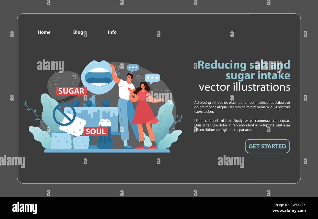 Salt and Sugar Reduction Concept. Dynamic illustration focusing on the ...