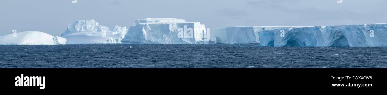 Antarctica, Ross Sea, Cape Adare. Tabular icebergs at Cape Adare Stock ...