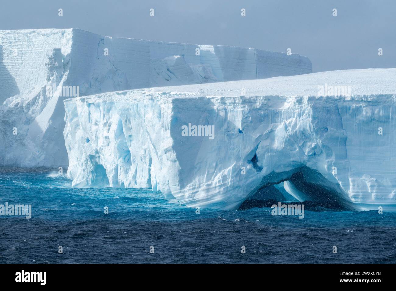 Antarctica, Ross Sea, Cape Adare. Tabular icebergs at Cape Adare in the ...