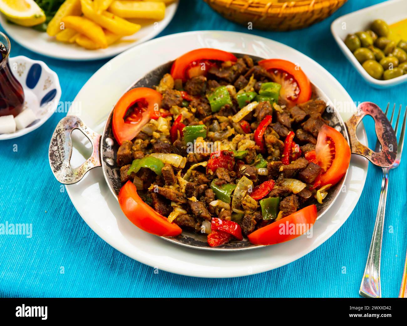 Lamb meat saute sac kavurma Stock Photo - Alamy