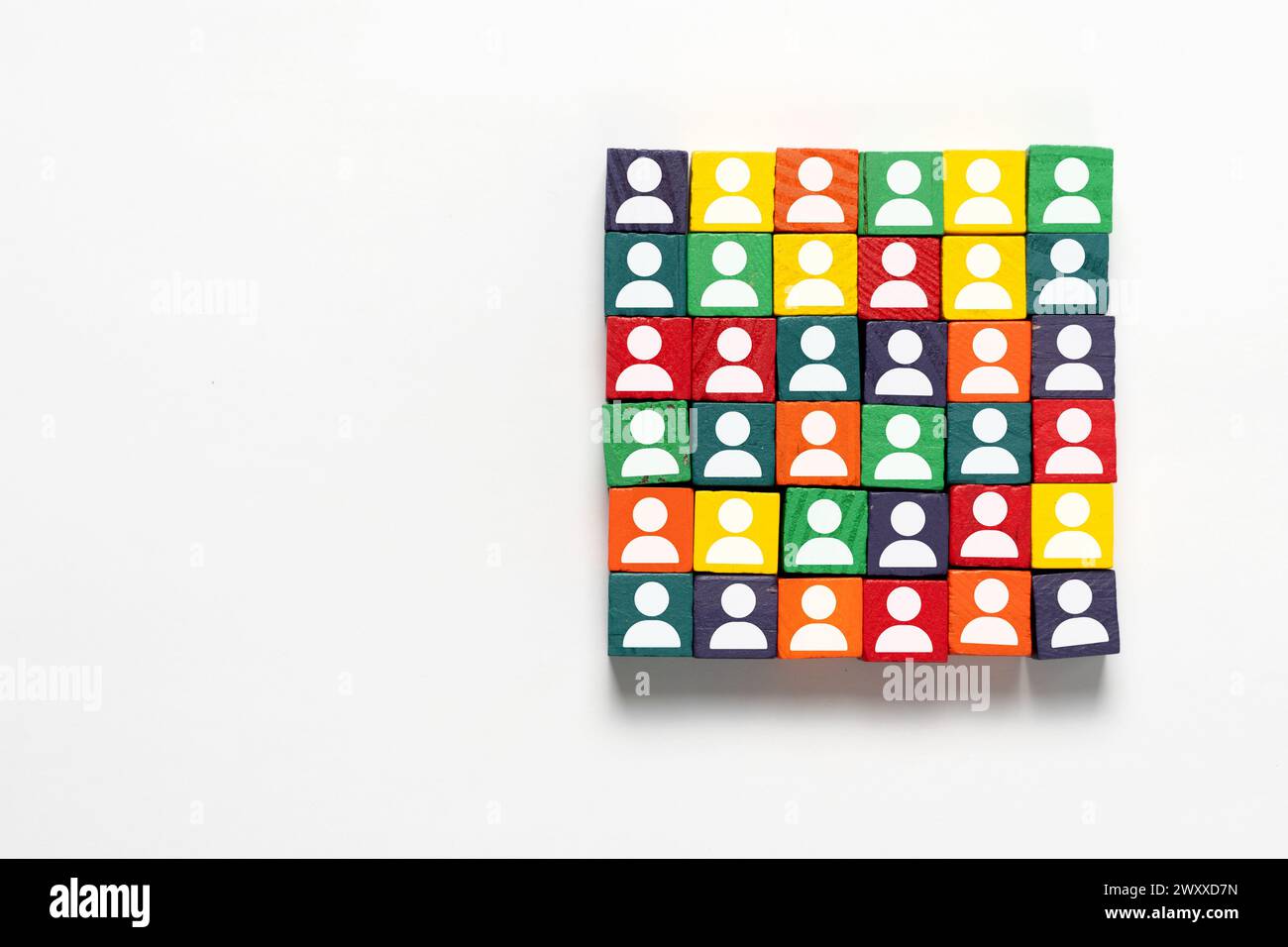 Colorful wood blocks with people icons for human diversity and human ...