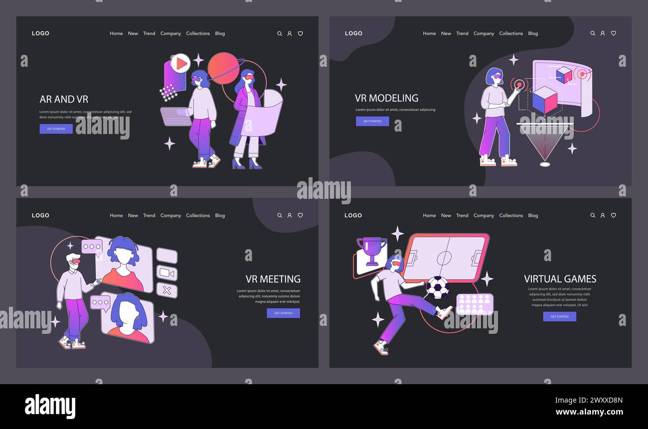 Virtual Reality Experiences set. Capturing diverse VR applications ...