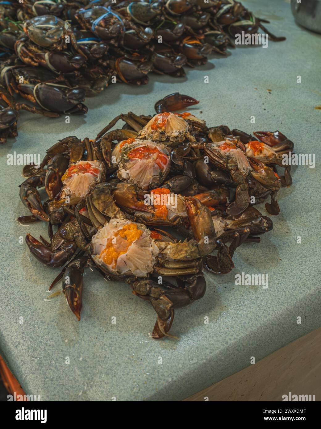 Balikpapan, Indonesia - March 15th, 2024. these raw seafood are easy to ...