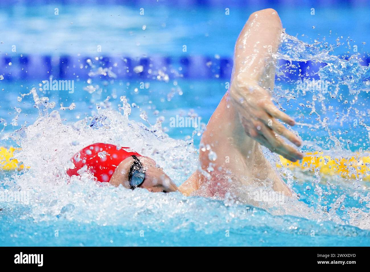 Kieran Bird in action during the Men's 400m Freestyle final on day one ...