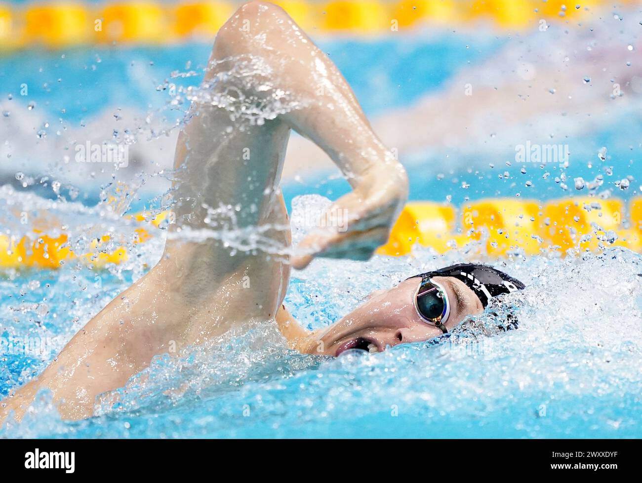 Luke Turley in action during the Men's 400m Freestyle final on day one ...
