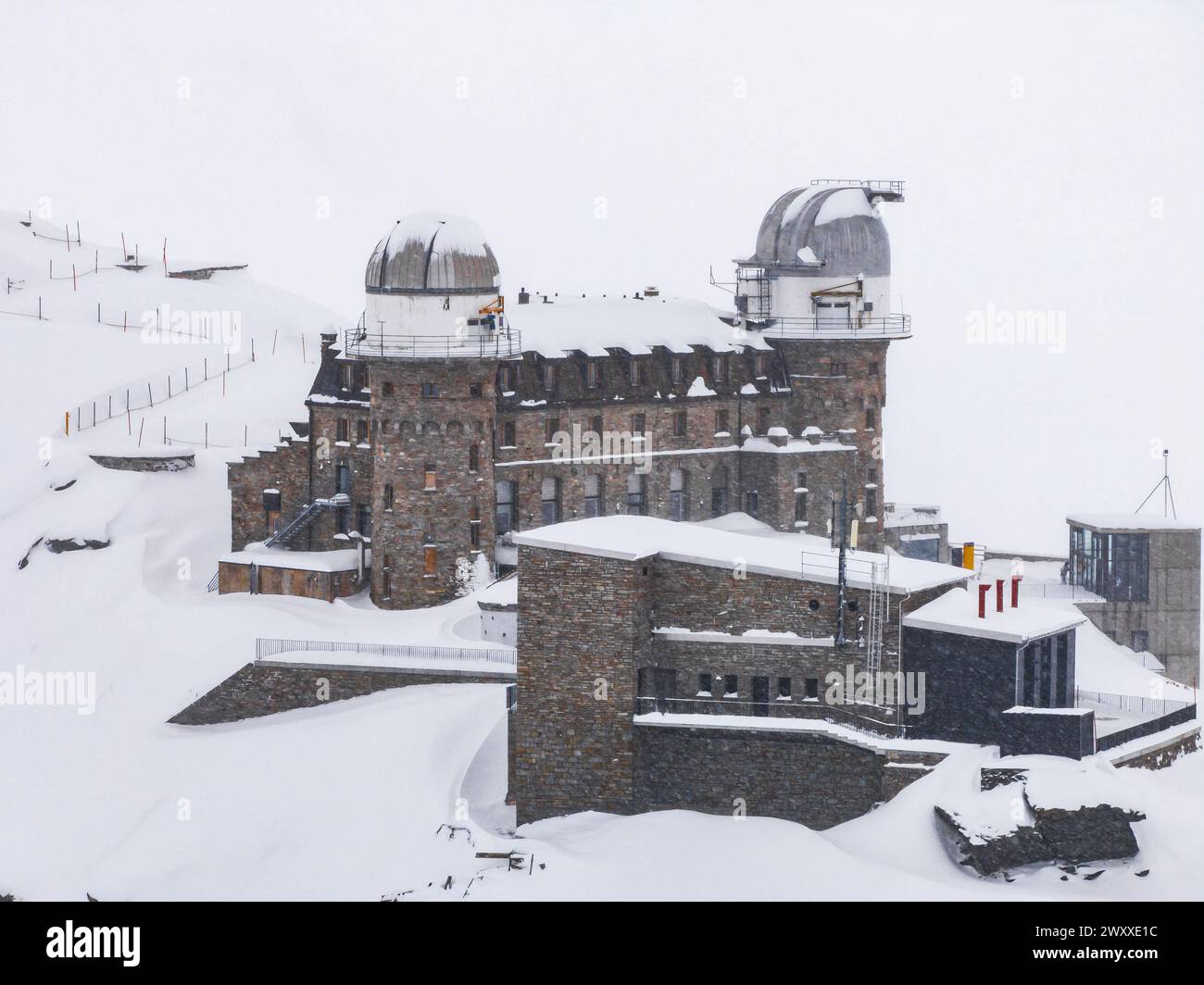 Grand Stone Building in Snowy Landscape, Zermatt Ski Resort ...
