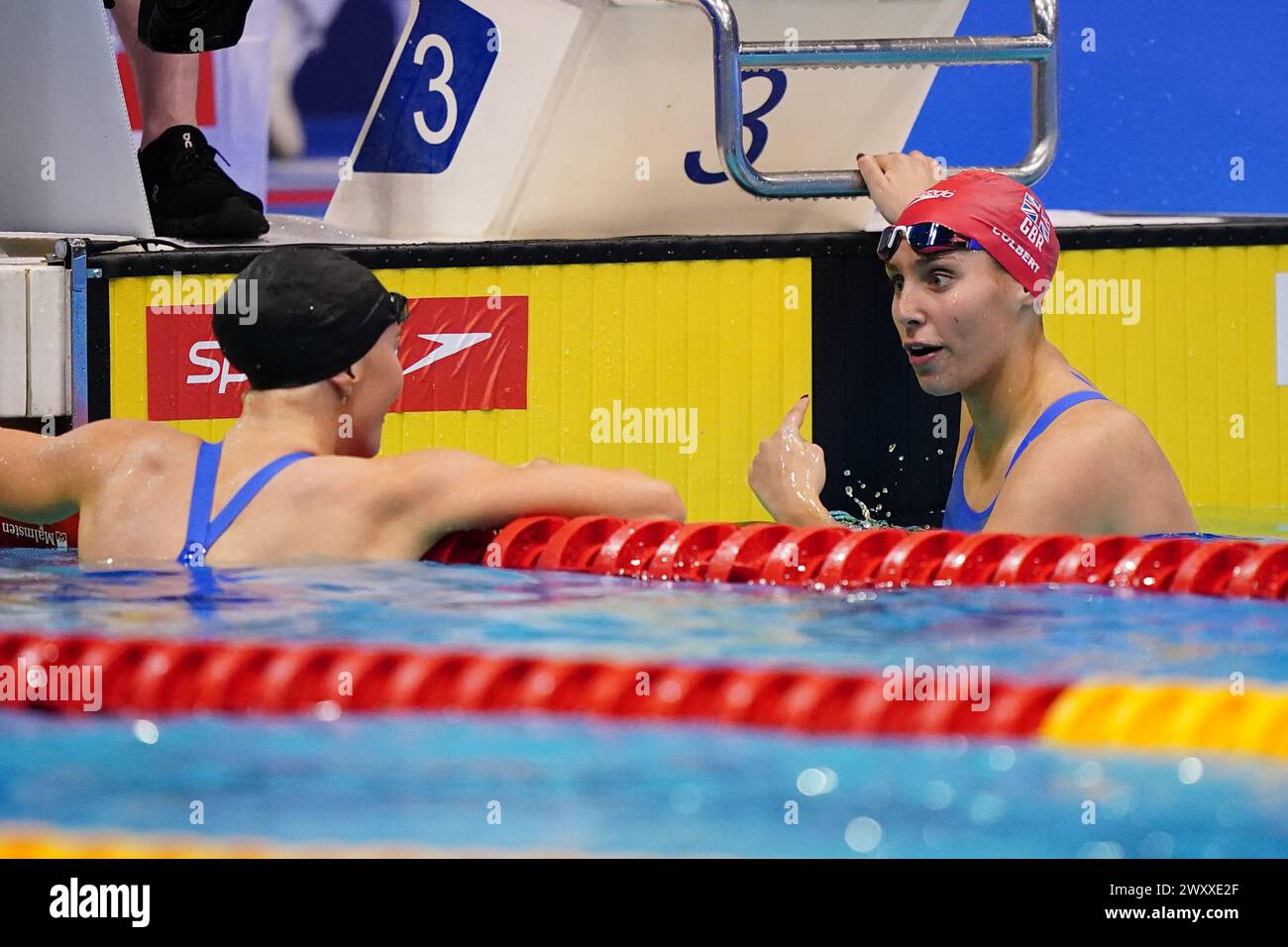 Freya Colbert reacts after winning the Women's 200m Freestyle Final on ...