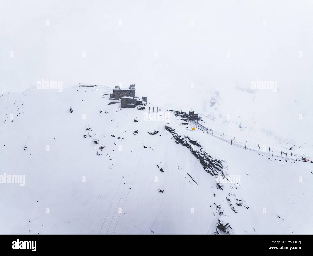 Aerial View of Snowy Zermatt Resort, Switzerland with Train and Lodge ...