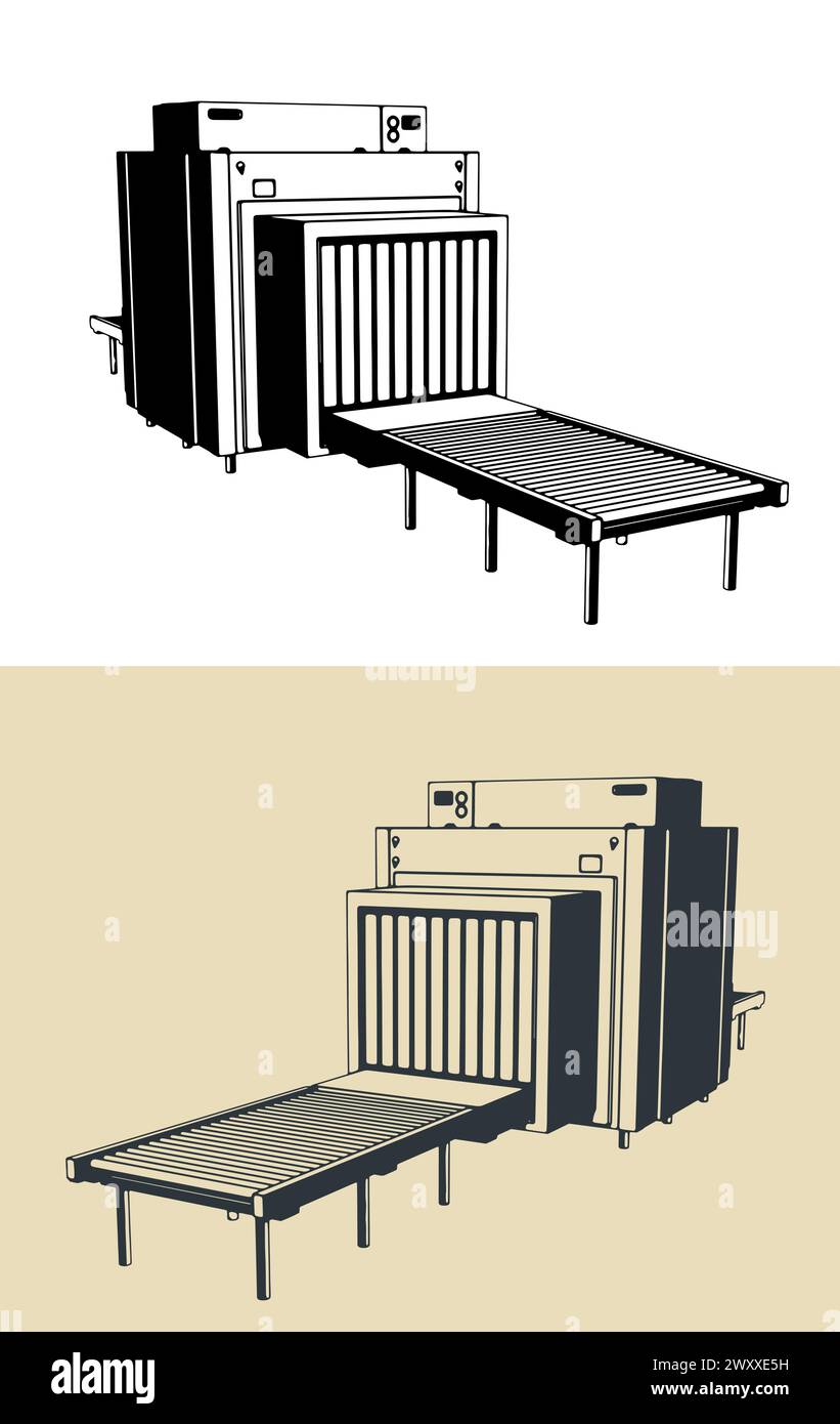 Stylized vector illustrations of x-ray baggage scanner Stock Vector ...