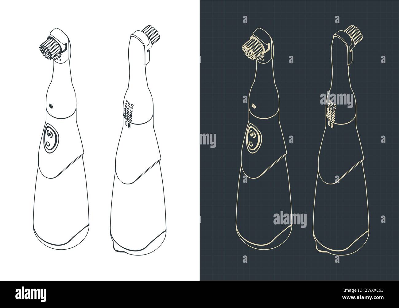 Stylized vector illustrations of isometric blueprints of electric ...