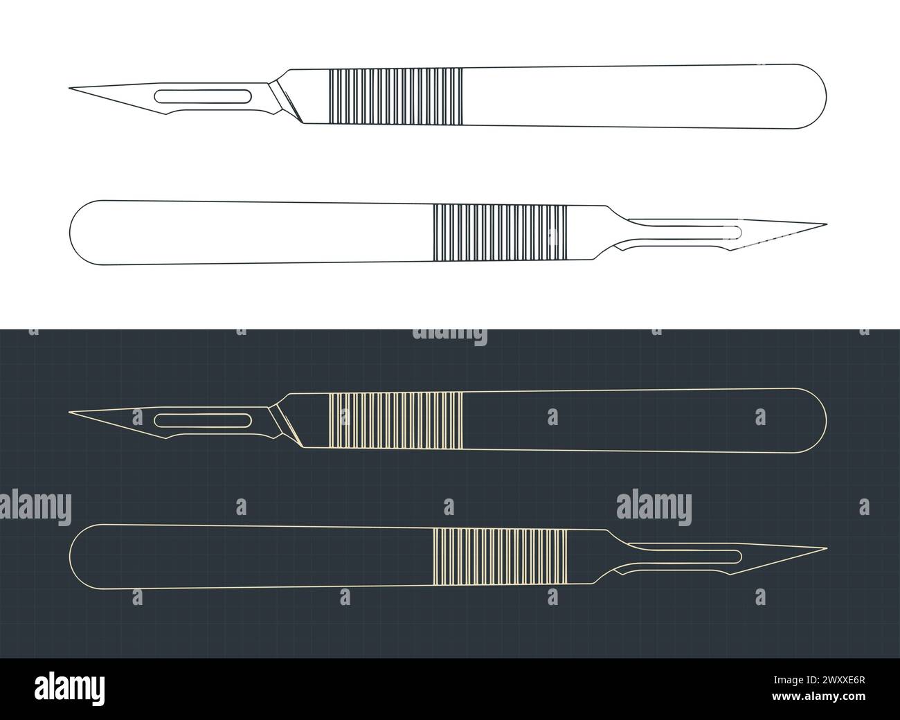 Stylized vector illustrations of blueprints of scalpel Stock Vector ... Stylized vector illustrations of blueprints of scalpel Stock Vector ...