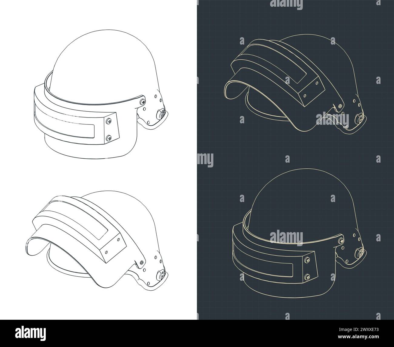 Stylized vector illustrations of isometric blueprints of special forces ...