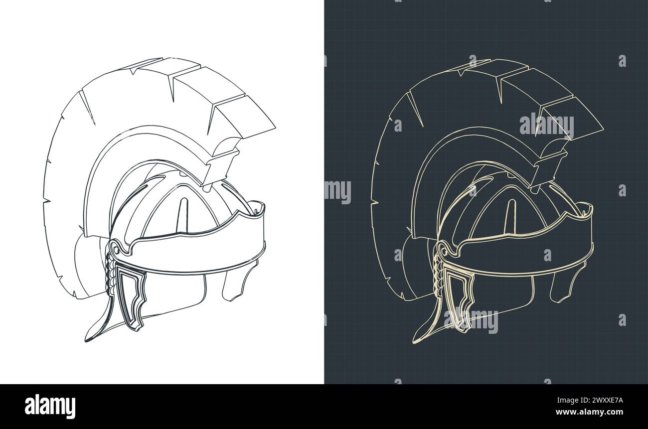 Stylized vector illustrations of isometric blueprints of a Roman ...