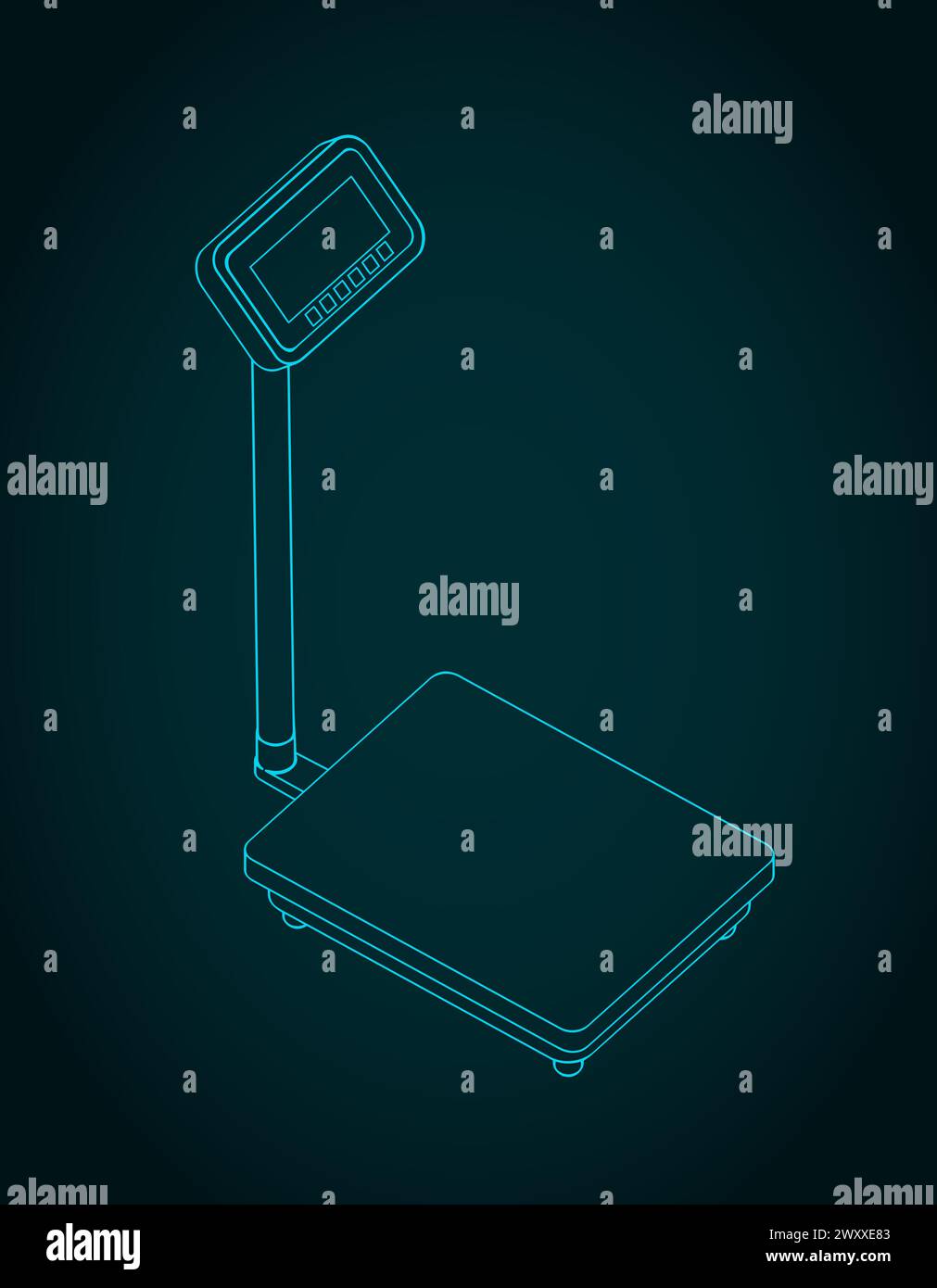 Stylized vector illustration of isometric blueprint of industrial ...