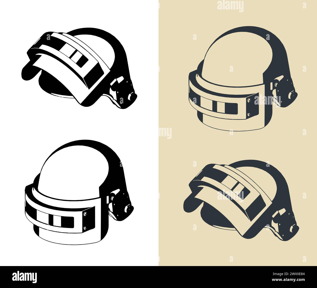 Stylized vector illustrations of special forces soldier helmet Stock ...