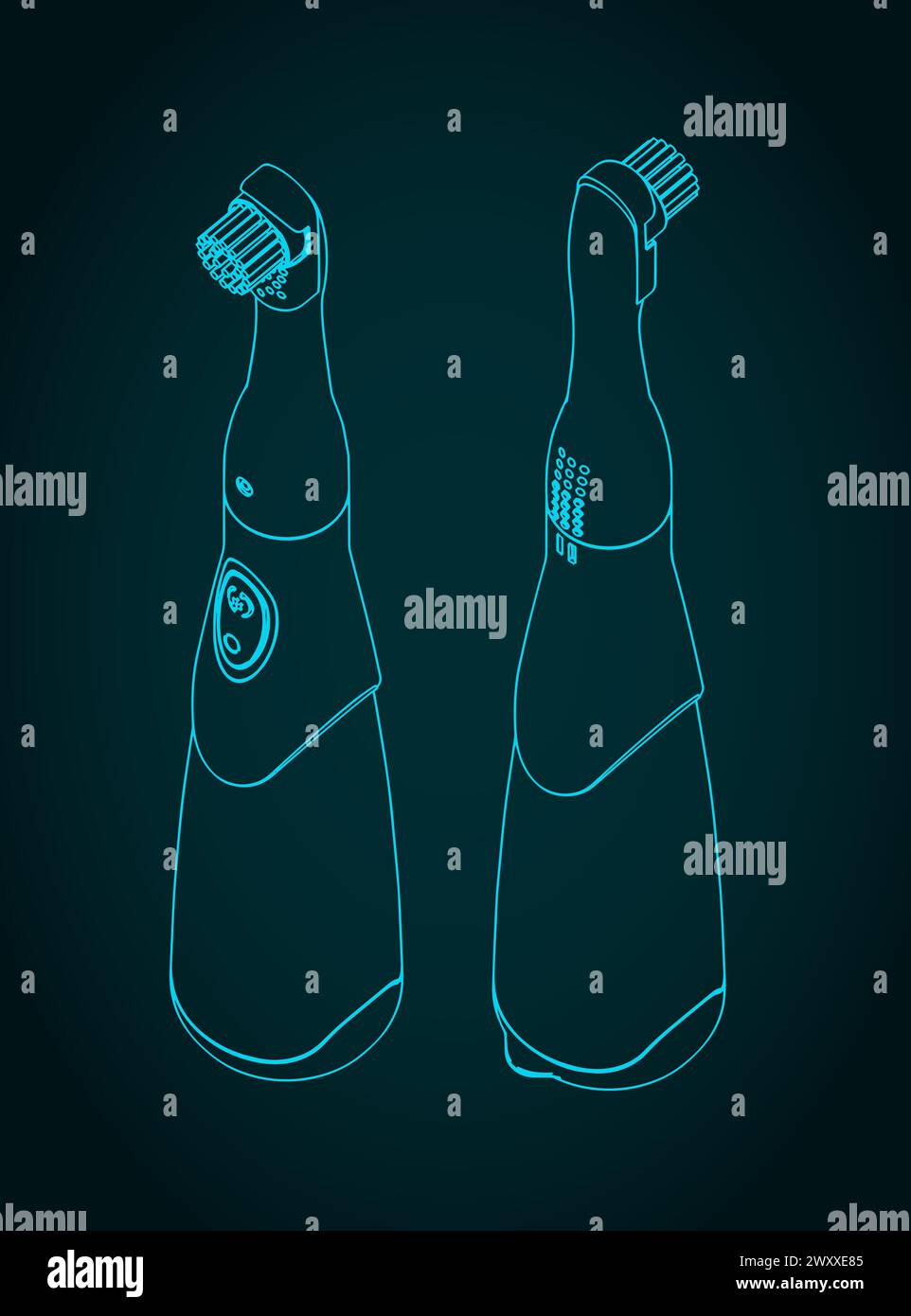 Stylized vector illustration of isometric blueprint of electric ...