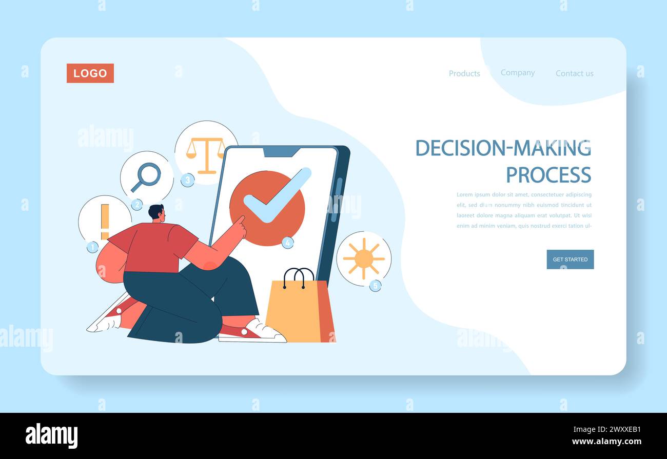 Consumer behavior web or landing. Purchase journey. Buyer's decision ...